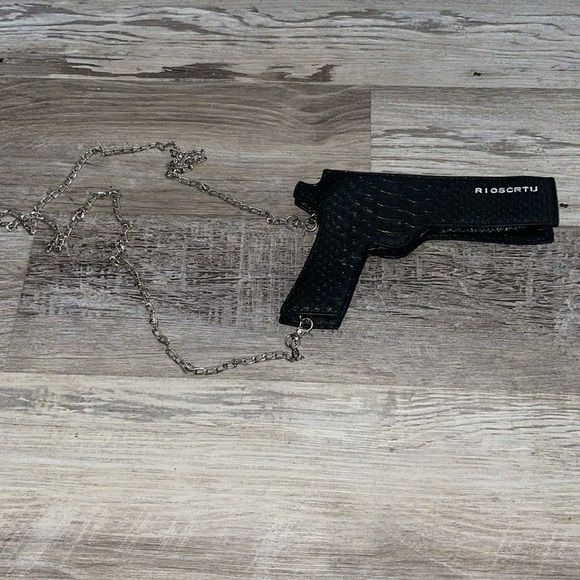 Bags | Rioscrtu Firearm Shape Black And Grey Purse Bag With Chain ...